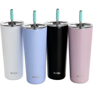 MR. COFFEE Java Quest 4 Piece 23 Oz Stainless Steel Tumbler Set With Lids And Straws