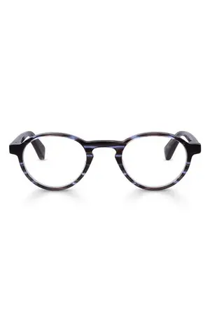 Eyebobs Board Stiff Round Eyeglasses - Ice Blue/mocha Stripe