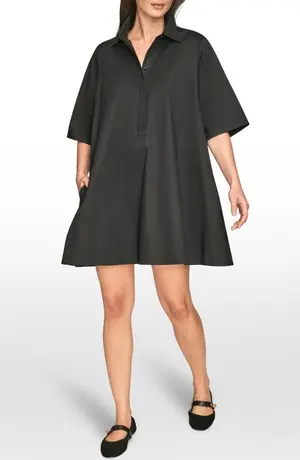 Donna Karan New York Collared Elbow Sleeve Dress - Black