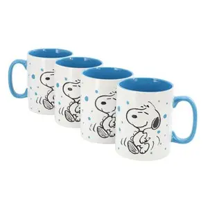 Gibson Freckled Joy Snoopy 17 Ounce Stoneware Mug Set - Blue