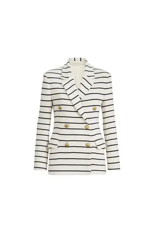 Brunello Cucinelli Striped Knit Blazer - Blue
