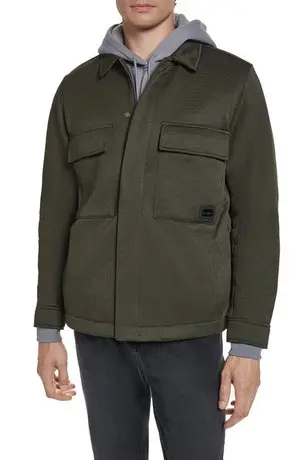 Karl Lagerfeld Paris Twill Shirt Jacket - Olive