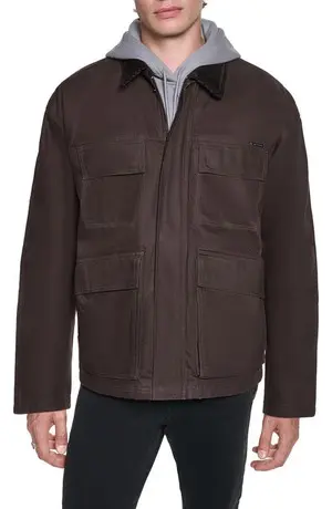 Karl Lagerfeld Waxed Cotton Jacket With Corduroy Collar - Brown