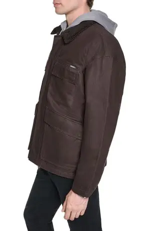 Karl Lagerfeld Waxed Cotton Jacket With Corduroy Collar - Brown