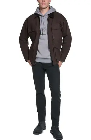 Karl Lagerfeld Waxed Cotton Jacket With Corduroy Collar - Brown