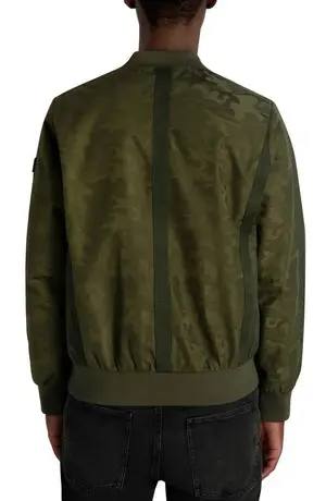 Karl Lagerfeld Camo Print Bomber Jacket - Olive