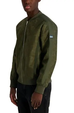 Karl Lagerfeld Camo Print Bomber Jacket - Olive