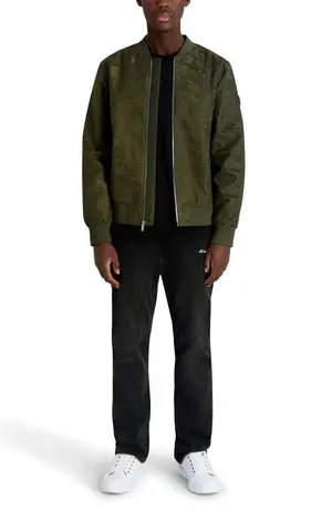Karl Lagerfeld Camo Print Bomber Jacket - Olive