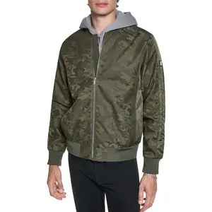 Karl Lagerfeld Camo Print Bomber Jacket - Olive