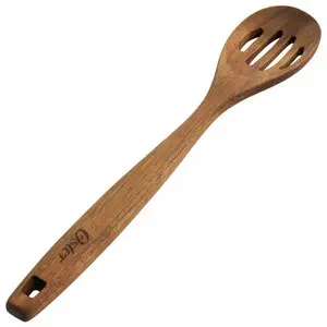 OSTER Acacia Wood Slotted Spoon Cooking Utensil - Dark Brown