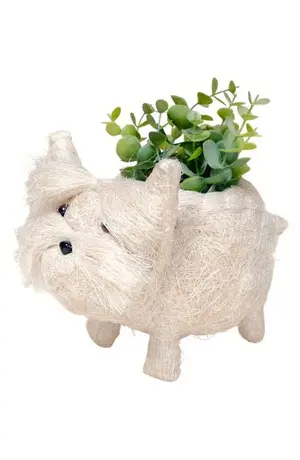 LIKHA Baby Westie Handwoven Planter - White