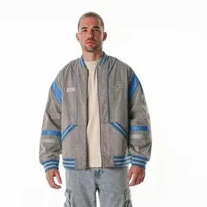THE WILD COLLECTIVE Detroit Lions Oversized Retro Full-zip Jacket - Gray