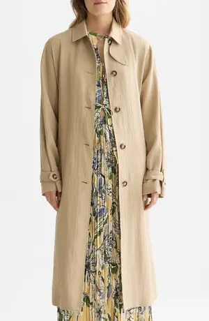 Scotch & Soda Flowy Trench Coat - Travertine