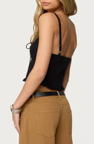 EDIKTED Lacey Sweetheart Neck Crop Tank