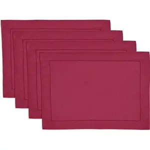 SOLINO HOME Linen Placematsclassic Hemstitch Beet