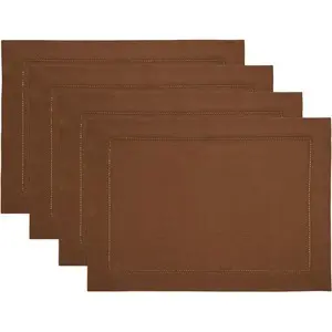 SOLINO HOME Linen Placematsclassic Hemstitch Brown