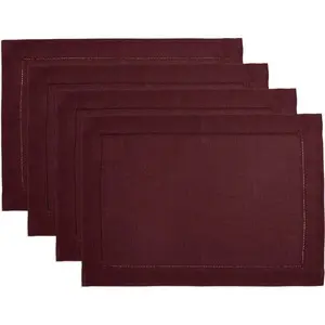 SOLINO HOME Linen Placematsclassic Hemstitch - Burgundy