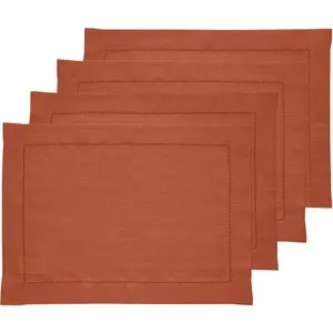Solino Home Linen Placemats Set Of 4, 14 X 19 Inch For Dining Table Cinnamon