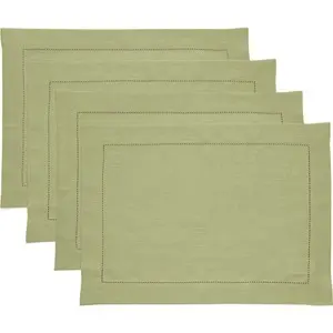 SOLINO HOME Linen Placematsclassic Hemstitch - Moss Green