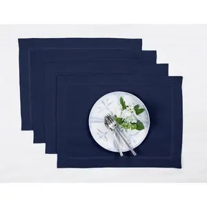 SOLINO HOME Linen Placematsclassic Hemstitch - Navy