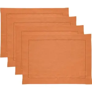 SOLINO HOME Linen Placematsclassic Hemstitch - Pumpkin