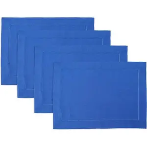 SOLINO HOME Linen Placematsclassic Hemstitch Royal Blue