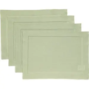 SOLINO HOME Linen Placematsclassic Hemstitch - Sage Green