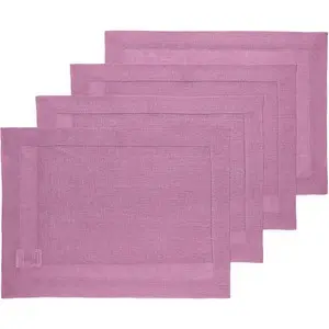 Solino Home Linen Placemats Set Of 4, 14 X 19 Inch For Dining Table Violet