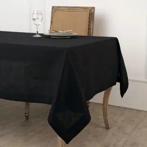 SOLINO HOME Linen Table Throwfete Black