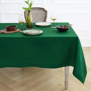 SOLINO HOME Linen Table Throwfete Christmas Green