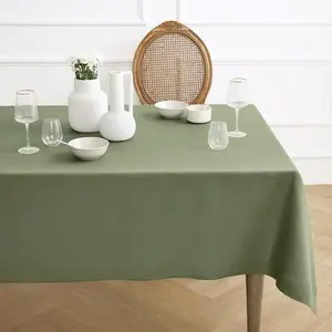 SOLINO HOME Linen Table Throwfete Oil Green