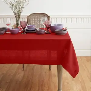 SOLINO HOME Linen Table Throwfete - Red