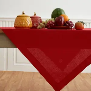 Solino Home Linen Table Throw 52 X 52 Inch For Dining Table - Red