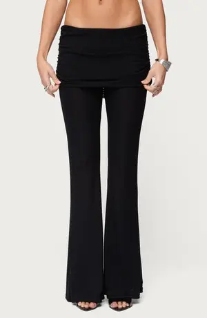 EDIKTED Skirted Flare-leg Pants - Black