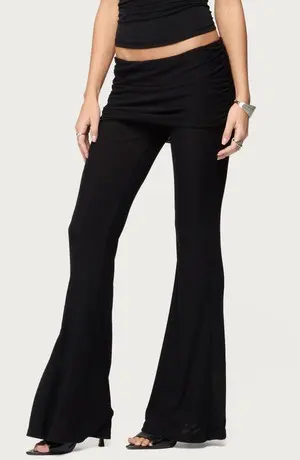 EDIKTED Skirted Flare-leg Pants - Black