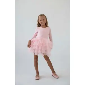 MINI CELEBRITIES Long Sleeve Fluffy Tutu Dress - Pink Rose
