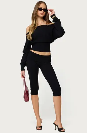 EDIKTED Off-the-shoulder Crop Sweater