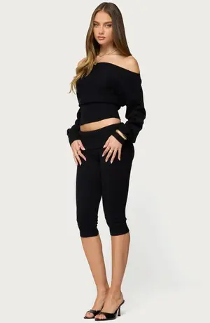 EDIKTED Off-the-shoulder Crop Sweater