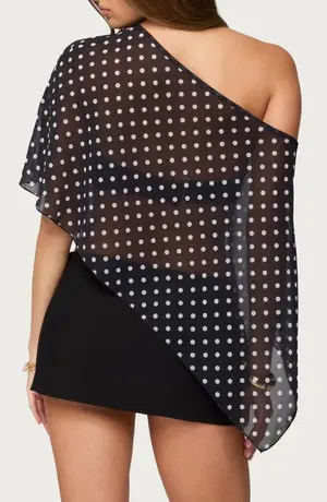 EDIKTED Polka Dot Chiffon Poncho