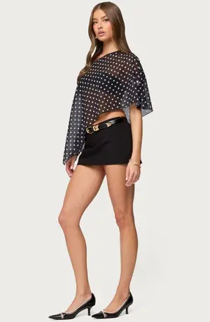 EDIKTED Polka Dot Chiffon Poncho