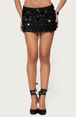EDIKTED Alenna Low Rise Sequin Skort