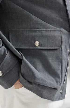 Brunello Cucinelli Bonded Fresco Field Jacket - Grey