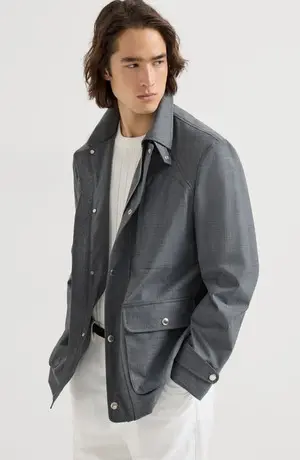 Brunello Cucinelli Bonded Fresco Field Jacket - Grey