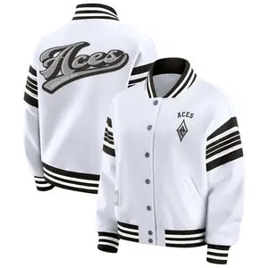 WEAR BY ERIN ANDREWS Fleece Las Vegas Aces Full-snap Sweatshirt Jacket - White