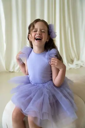 MINI CELEBRITIES Layered Tutu Skirt With Built-in Shorts - Purple Bloom