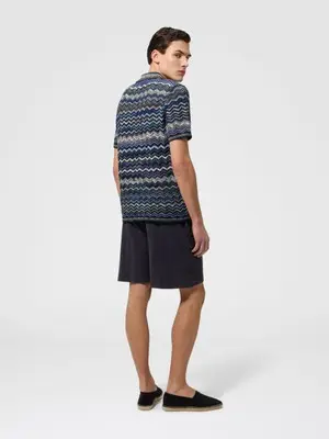 Missoni Bermuda Shorts With Zigzag Pattern - Navy