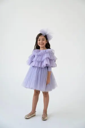 MINI CELEBRITIES Cloud Tulle Dress Set - Purple Bloom