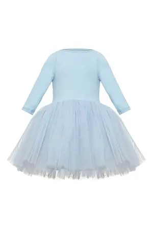 MINI CELEBRITIES Tulle Dress Set With Ruffled Cape - Cool Blue