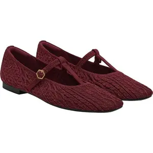 Vivaia T-bar Ballet Flats - Burgundy Metallic
