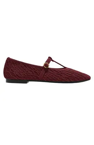 Vivaia T-bar Ballet Flats - Burgundy Metallic
